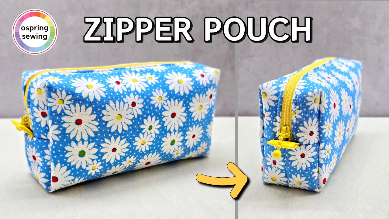 [DIY] Zippered Box Pouch Sewing Tutorial | Easy Sewing (ospring_sewing) - YouTube