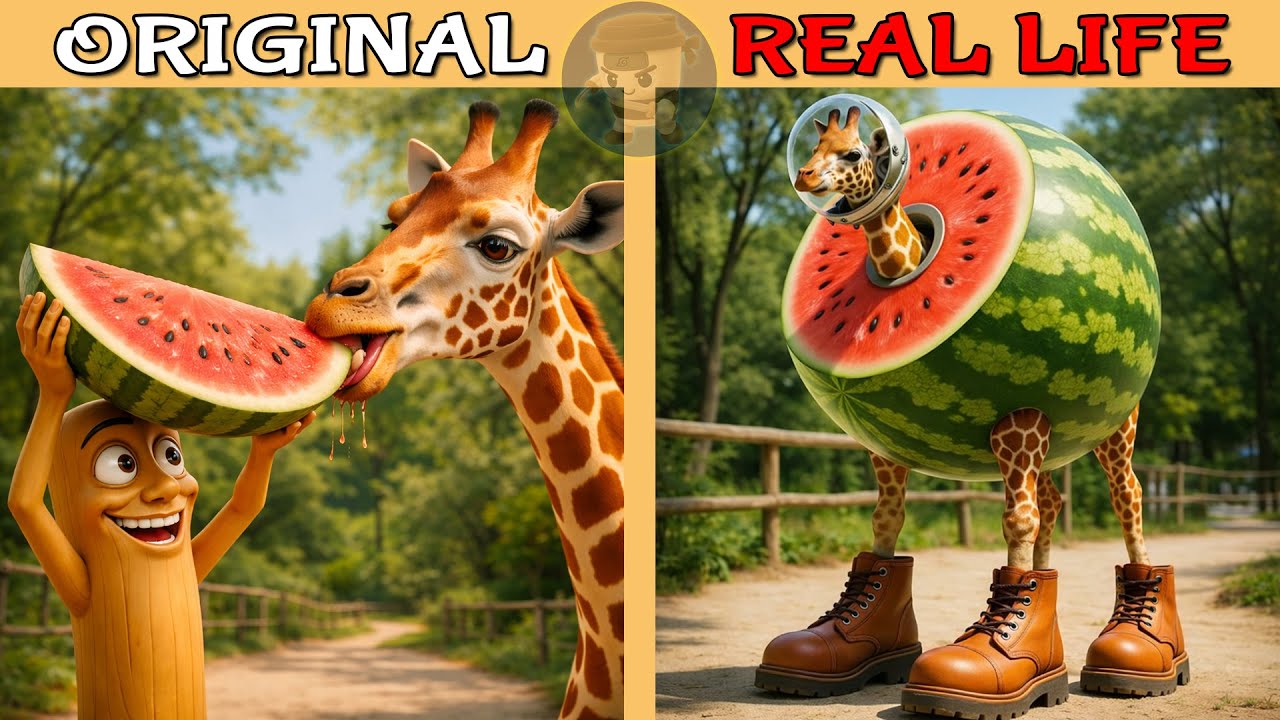 Tung Tung Tung Sahur’s & Giraffa Meloniera 🍉| Brainrot Original vs Real ...