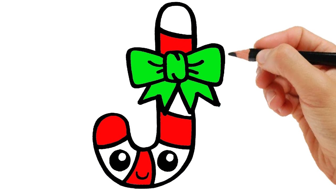 How To Draw A Candy Cane easy - christmas drawings - YouTube