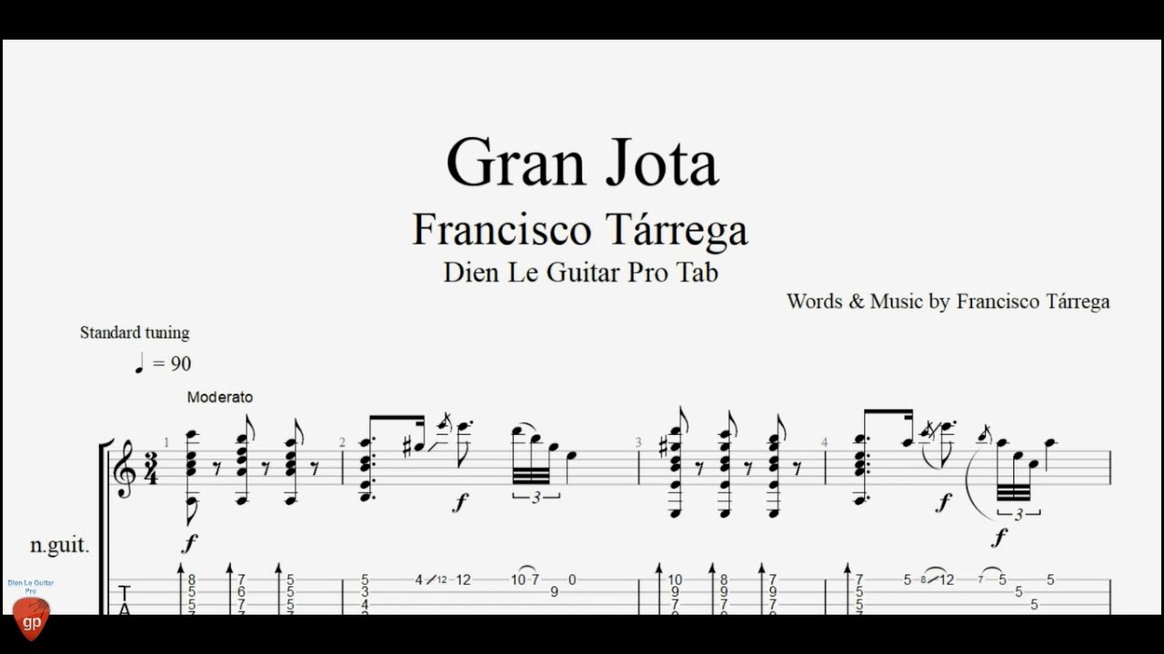Francisco Tárrega - Gran Jota - Guitar Tutorial + TAB - YouTube