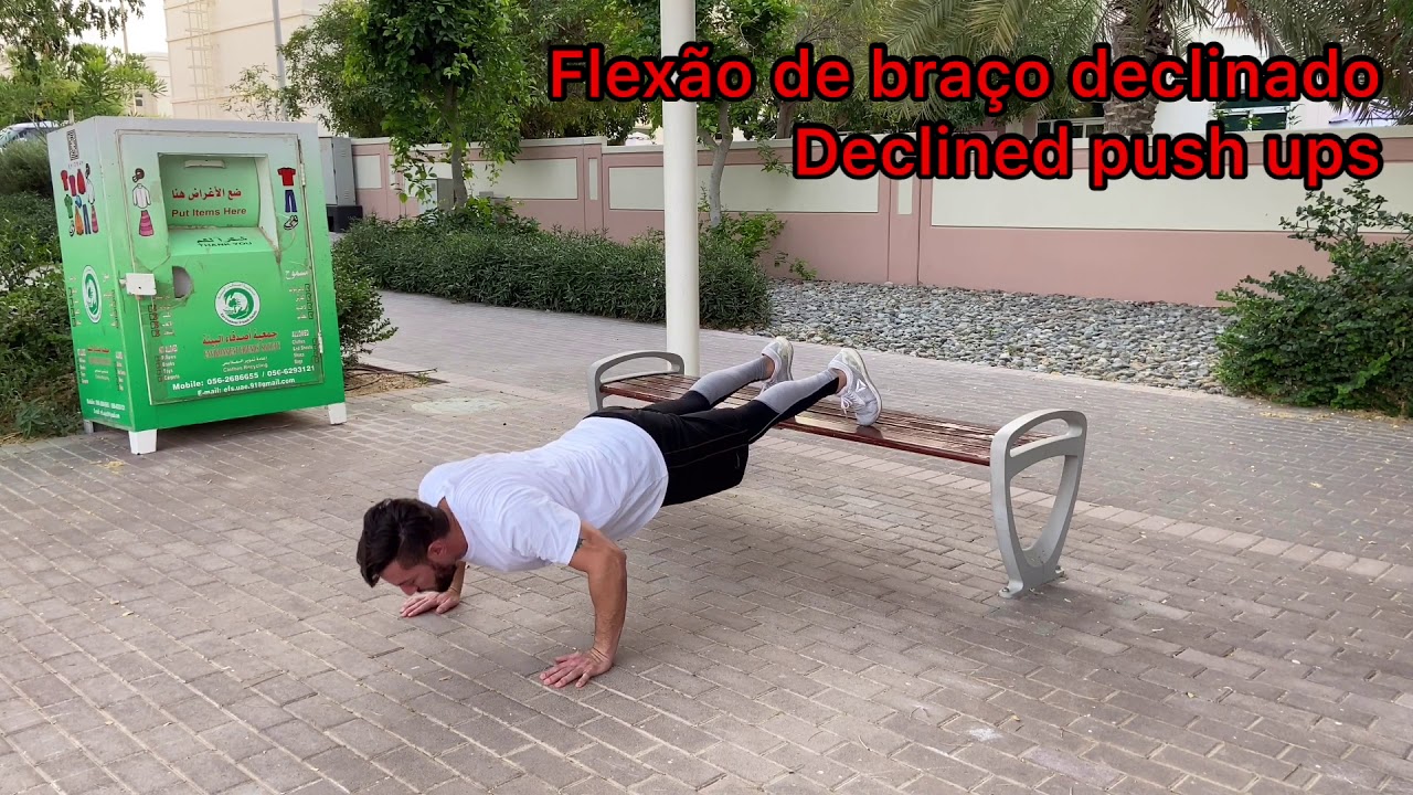 Flexão de braço declinado/Declined push ups - YouTube