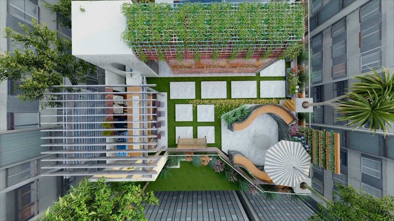 Terrace Landscape gardening with Sitting 3d Animation - YouTube