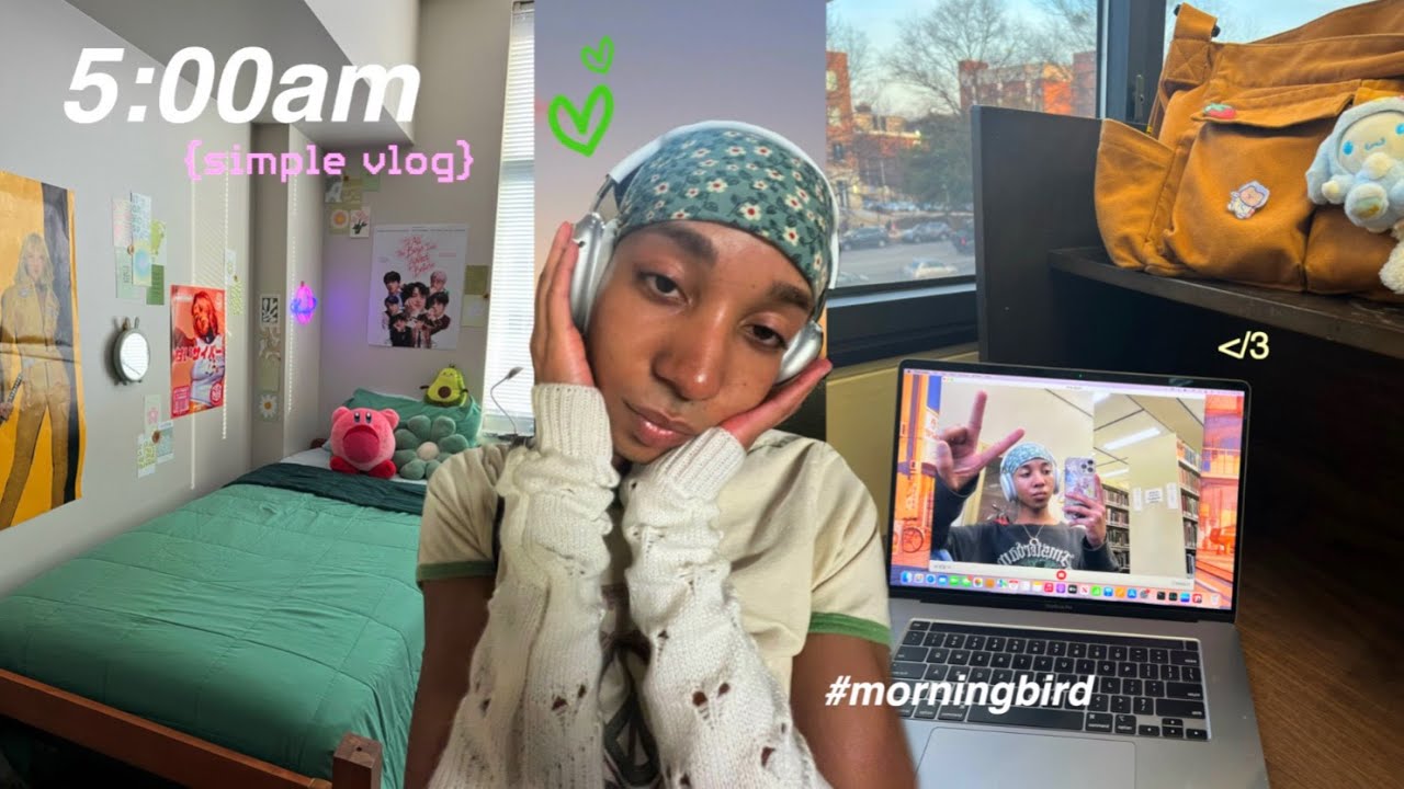 dorm days | 5am morning vlog, simple ditl of a student - YouTube