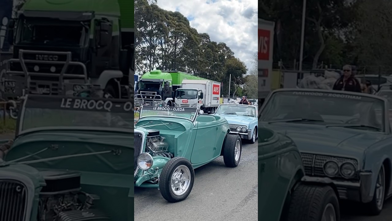 Classic Car for Race Drivers line up for Sandown 500 Track. - YouTube