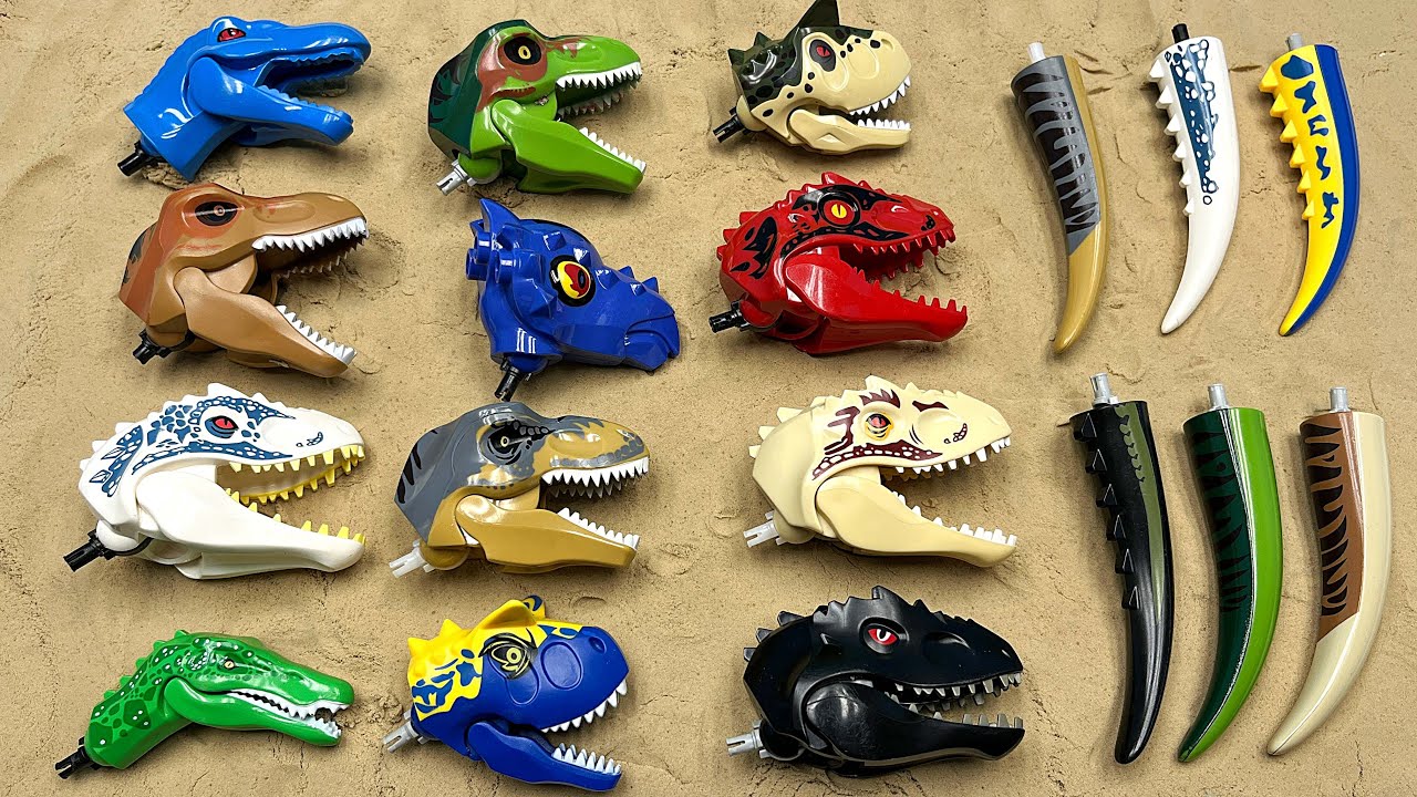 16 Dinosaur Lego Finding Heads And Tails | Tyrannosaurus Indominus ...