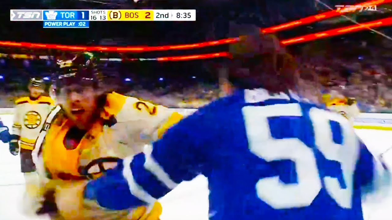 Tyler Bertuzzi Parker Wotherspoon Fight (FULL CLIP) Bruins vs Maple ...