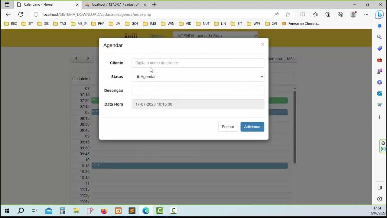 Nova Versão de Cadastro de Cliente em php com mysql com Agenda 4.0 ...