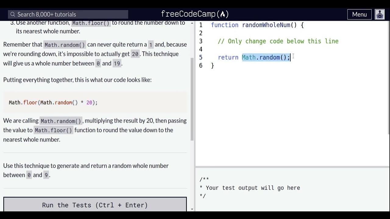 Lesson 106 Basic Javascript Generate Random Whole Numbers With Javascript Youtube