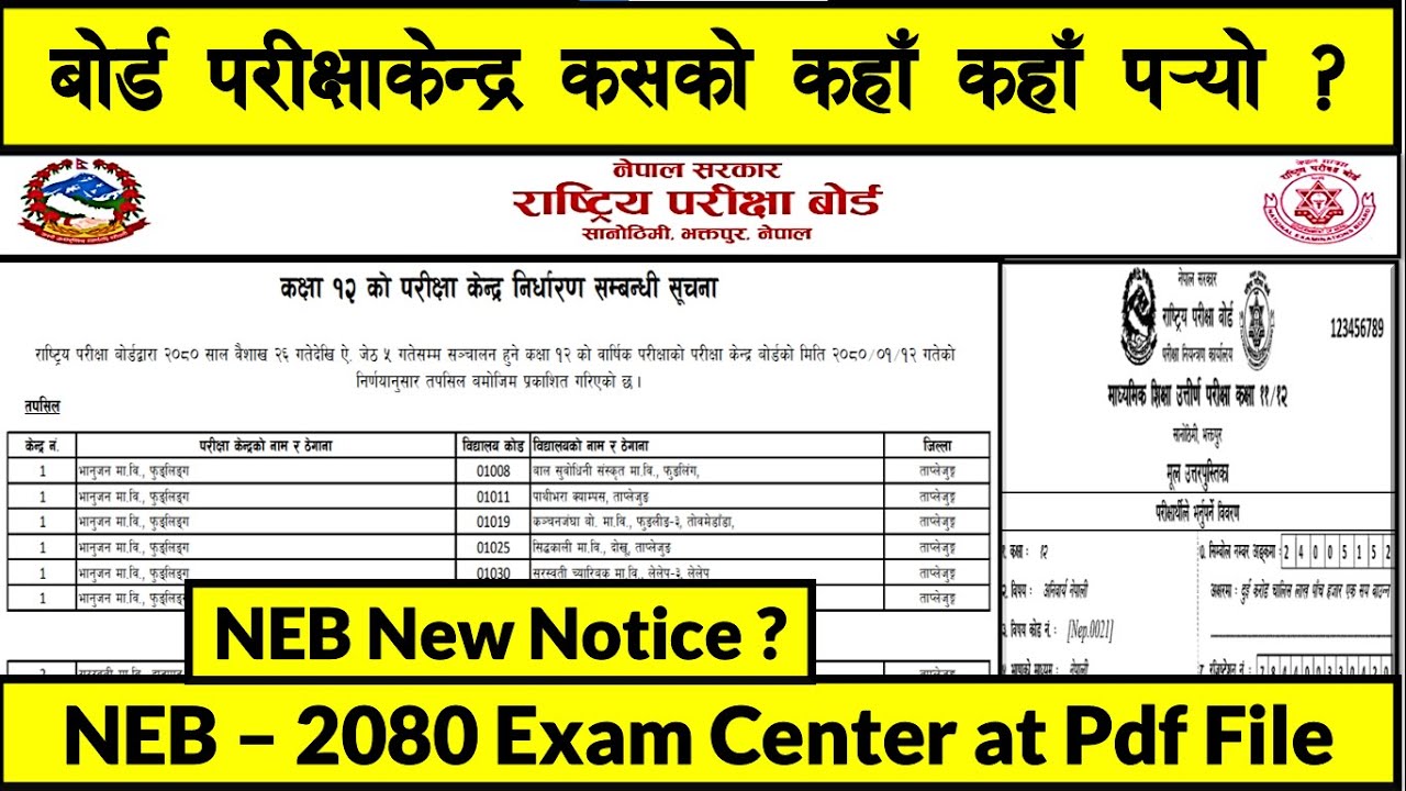 NEB - 2081, EXAM CENTER ALL NEPAL (NEW COURSE - 2079) - YouTube