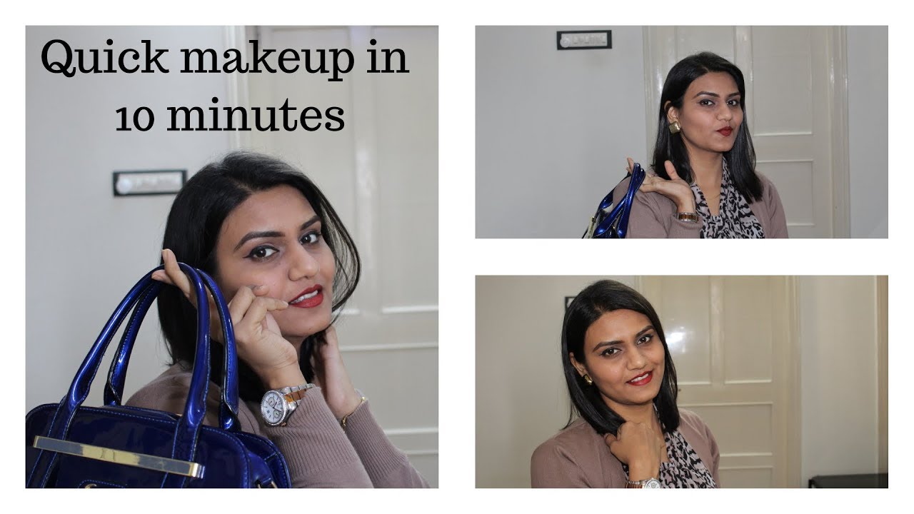 How To : Office Makeup Under 10 Minutes | Quick everyday Makeup Look ...