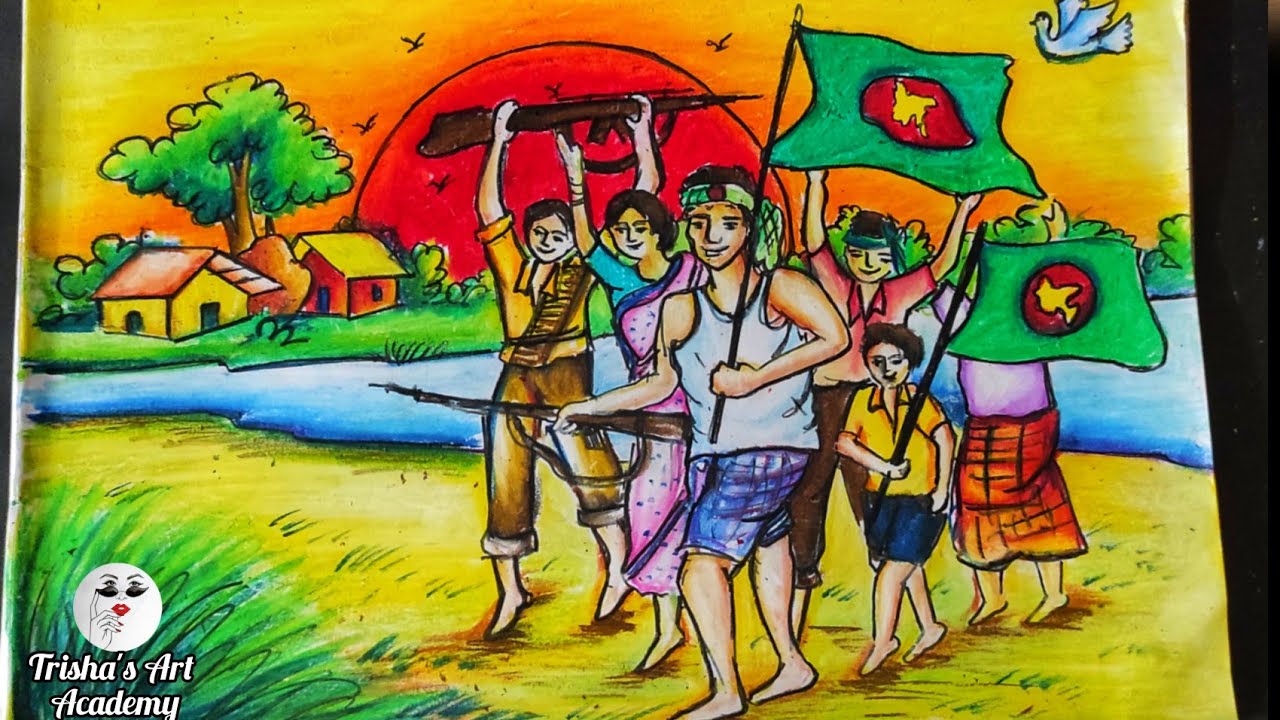 How to Draw Victory day of Bangladesh | 16 December | বিজয় দিবসের ছবি ...