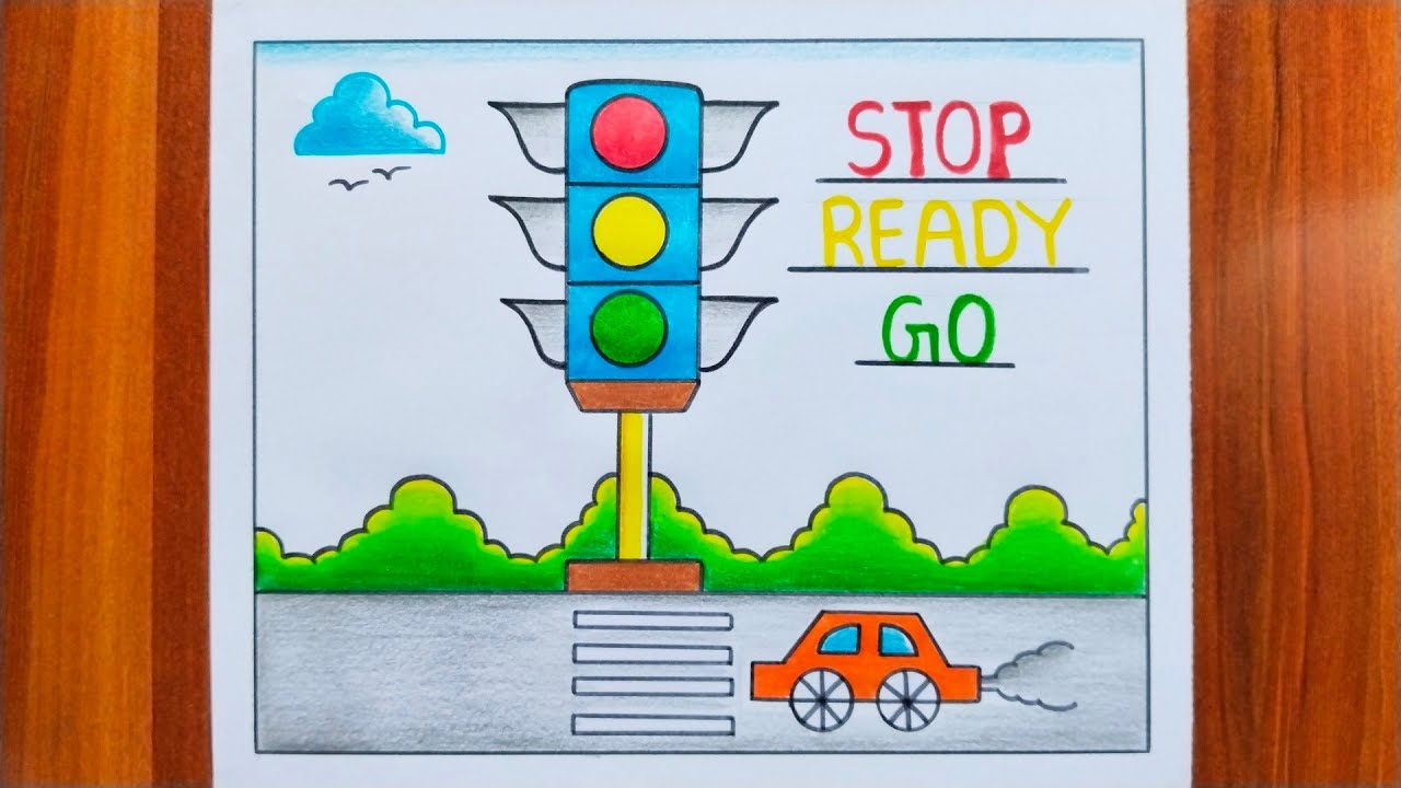 How To Draw Traffic Light Easy Step By Step / Traffic Rules Drawing ...