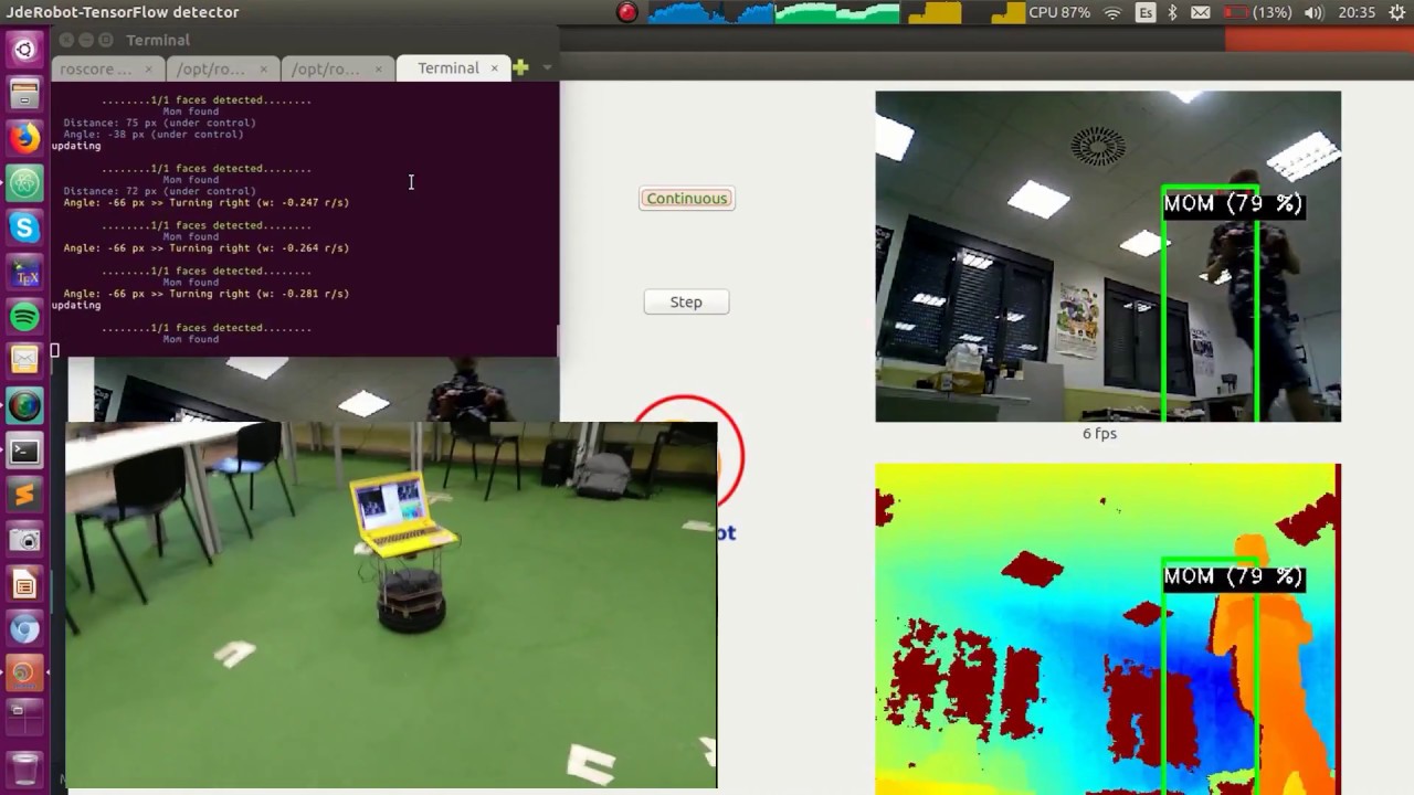Track & Follow system (TensorFlow + ROS + JdeRobot + RGBD) - YouTube