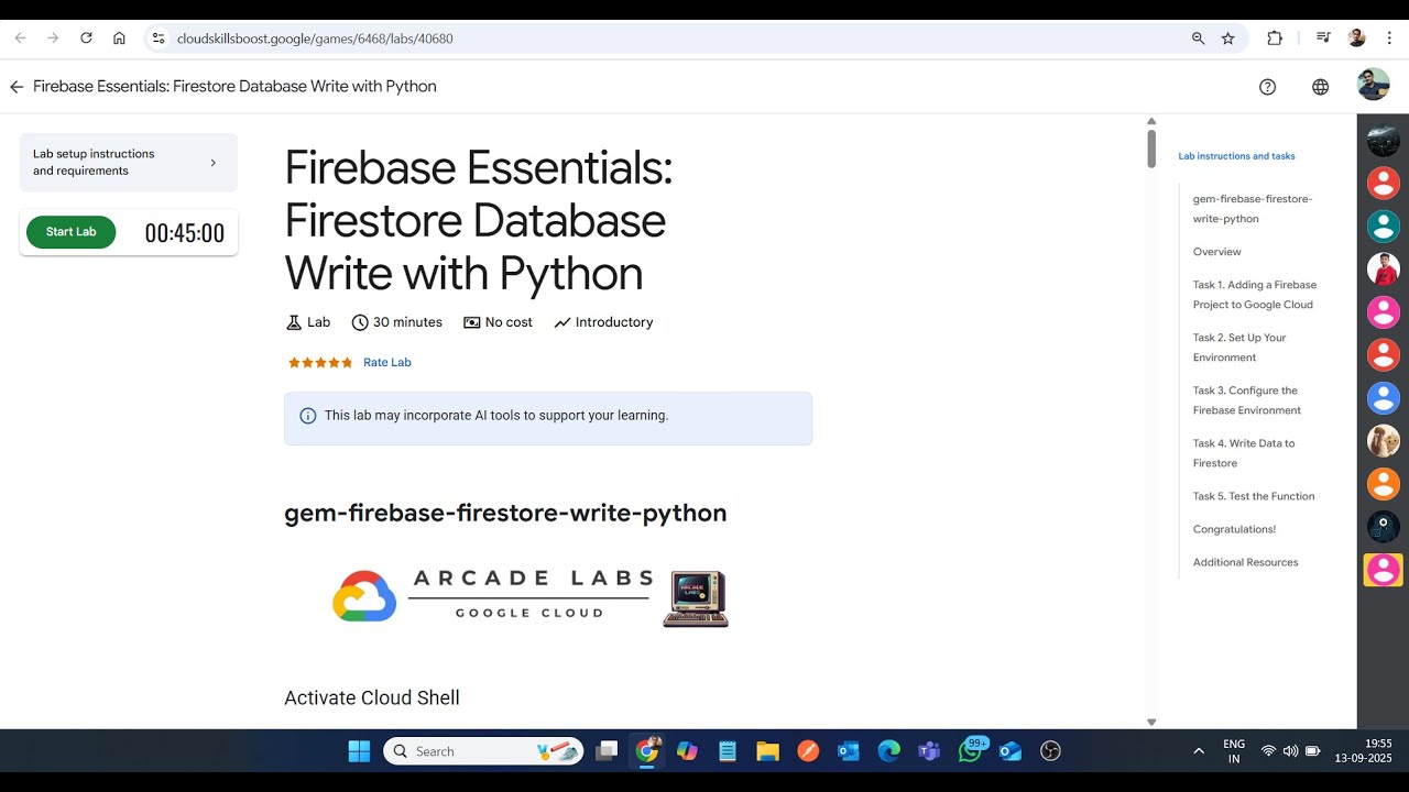 Firebase Essentials: Firestore Database Write with Python || Lab Solution || Google Arcade 2025 ...