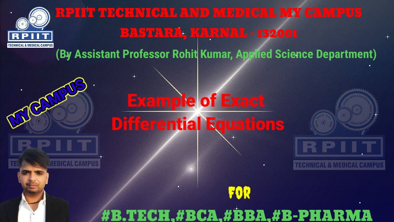 Example of Exact Differential Equations #mathematics #rpiitcampus - YouTube
