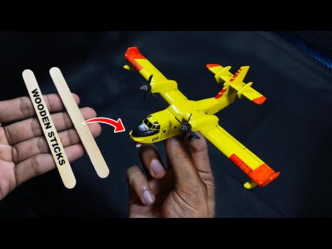Canadair CL-415 WaterDrop Plane handmade from wooden sticks
