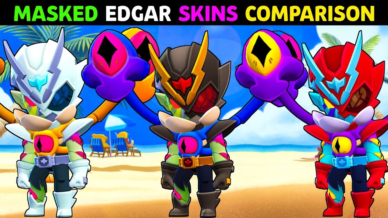 BRAWL STARS ALL MASKED EDGAR SKINS COMPARISION | GAMEPLAY, PLAYER ICON ...