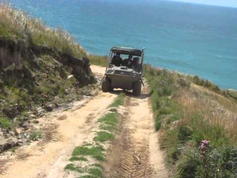 Riding an 8-wheel drive Argo vehicle on New Zealand's Otago Peninsula ...