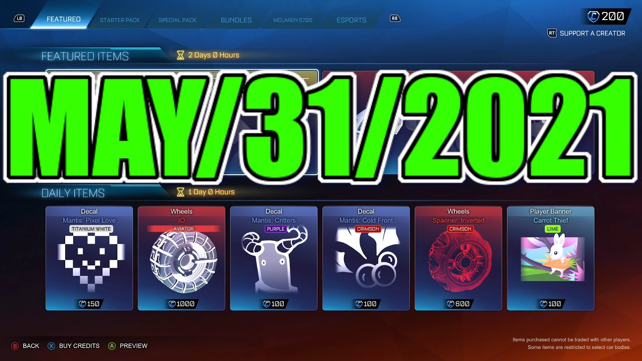 ROCKET LEAGUE ITEM SHOP | MAY-31-2021 | Z-CURRENT SB + MANTIS TW | RL ...