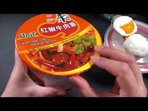 You are eating Unif Bowl Instant Noodles- Artificial Spicy Beef Flavor ASMR EATING SOUND NO TALKING