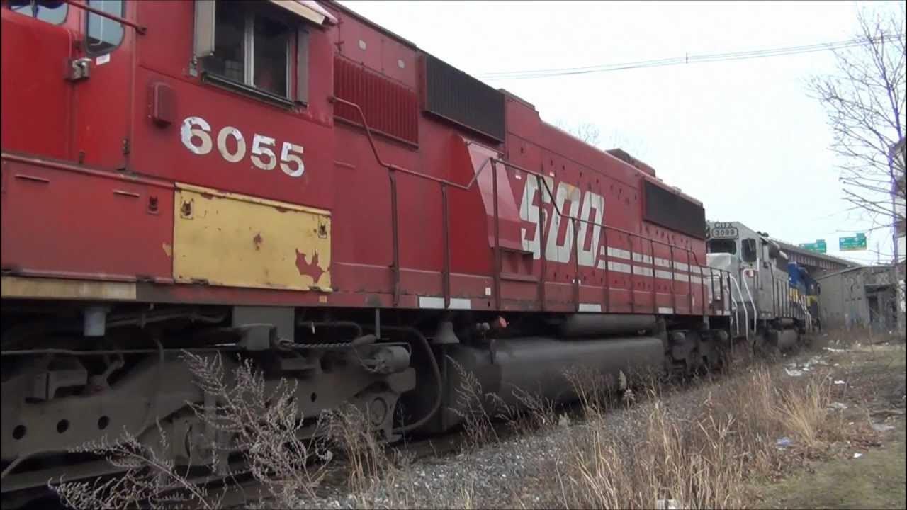 SOO 6055, CITX 3099, ICE 6215, and CP 7307 all on CP Train 450 at Kenwood Railyard 12/31/11 ...