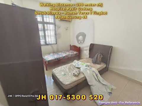 [Hospital Pasir Gudang] Jalan Gunung 4X - Untuk Disewa - Rumah Teres 1 Tingkat - Fully Furnished