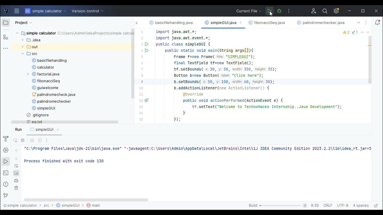 Simple GUI Interface in Java | Internship @Technohacksedutech #mentorsandipgavit #technohacks ...