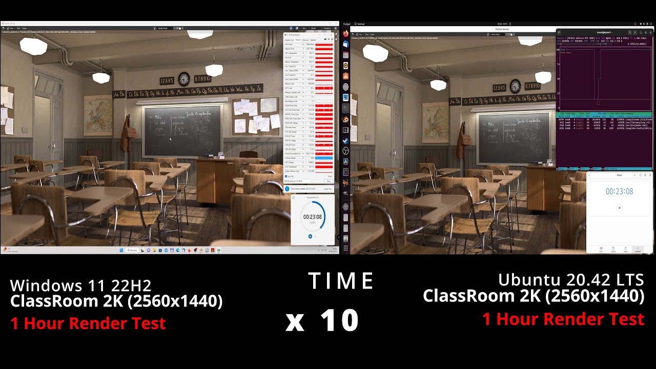 Blender 3.4 Render Benchmark 2K. 1 Hour Render Test ! (GPU Nvidia RTX ...