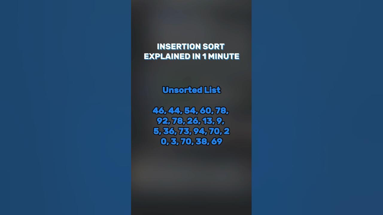 Insertion Sort Explained In 60 Seconds Coding Algorithms Programming Python Datastructures