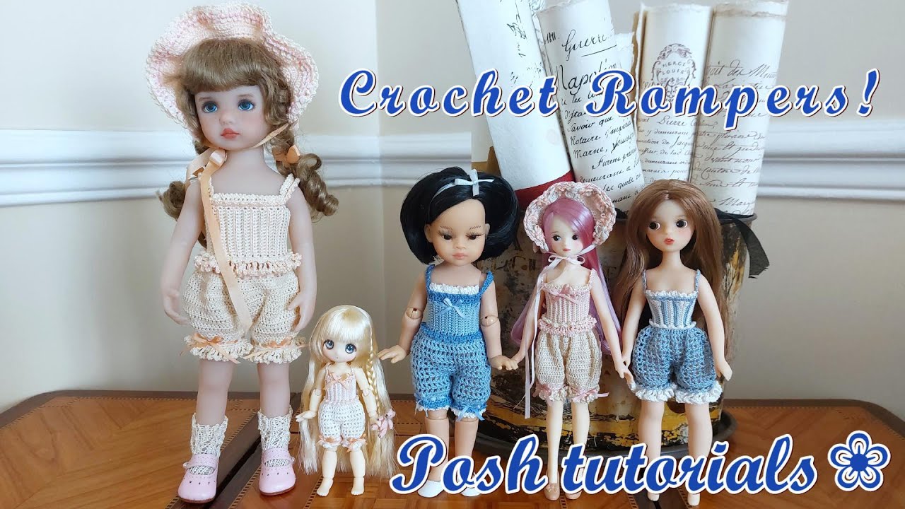 Crochet doll clothes tutorial! Rompers for any size doll ♡ Try it with ...