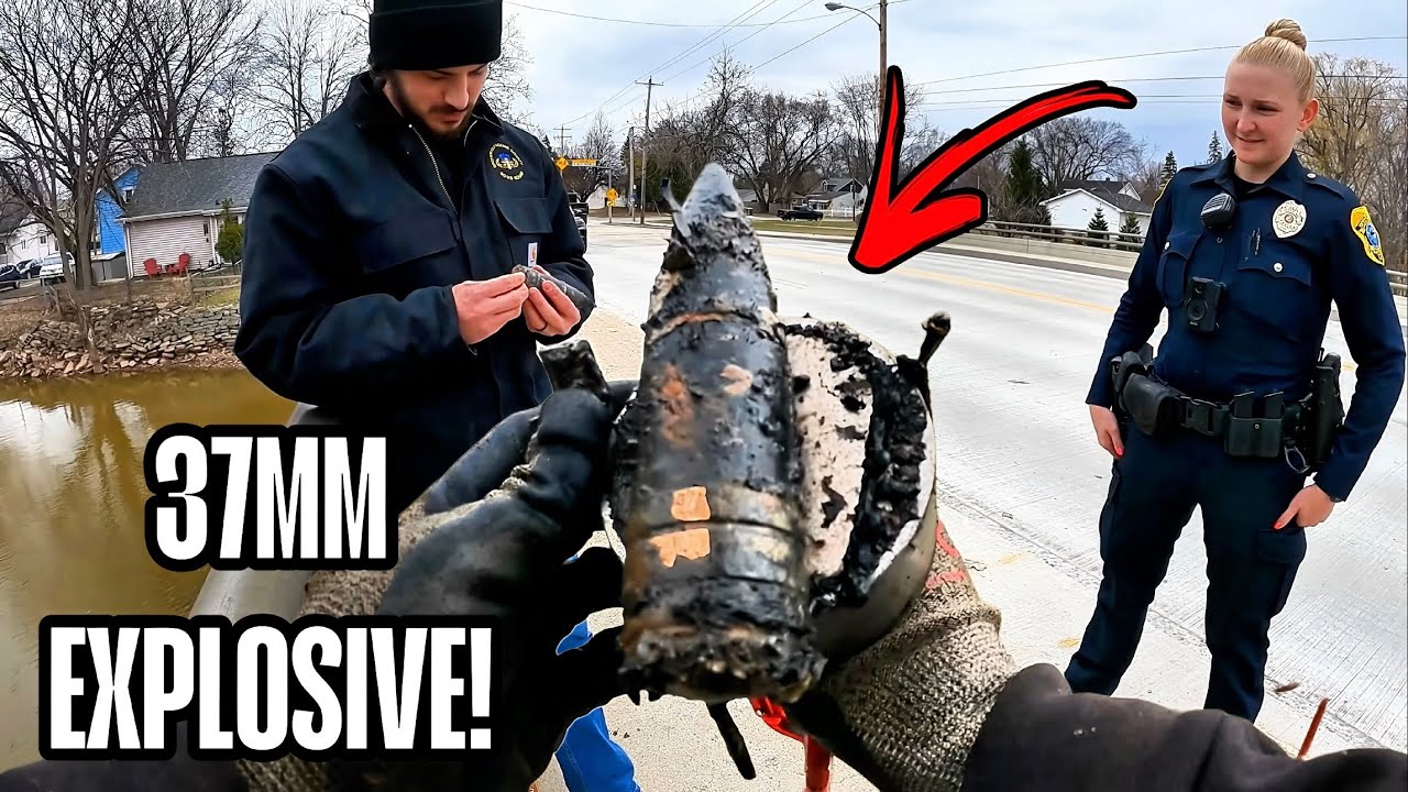 I Found a 37mm Military Explosive Grenade While Magnet Fishing! (Bomb ...