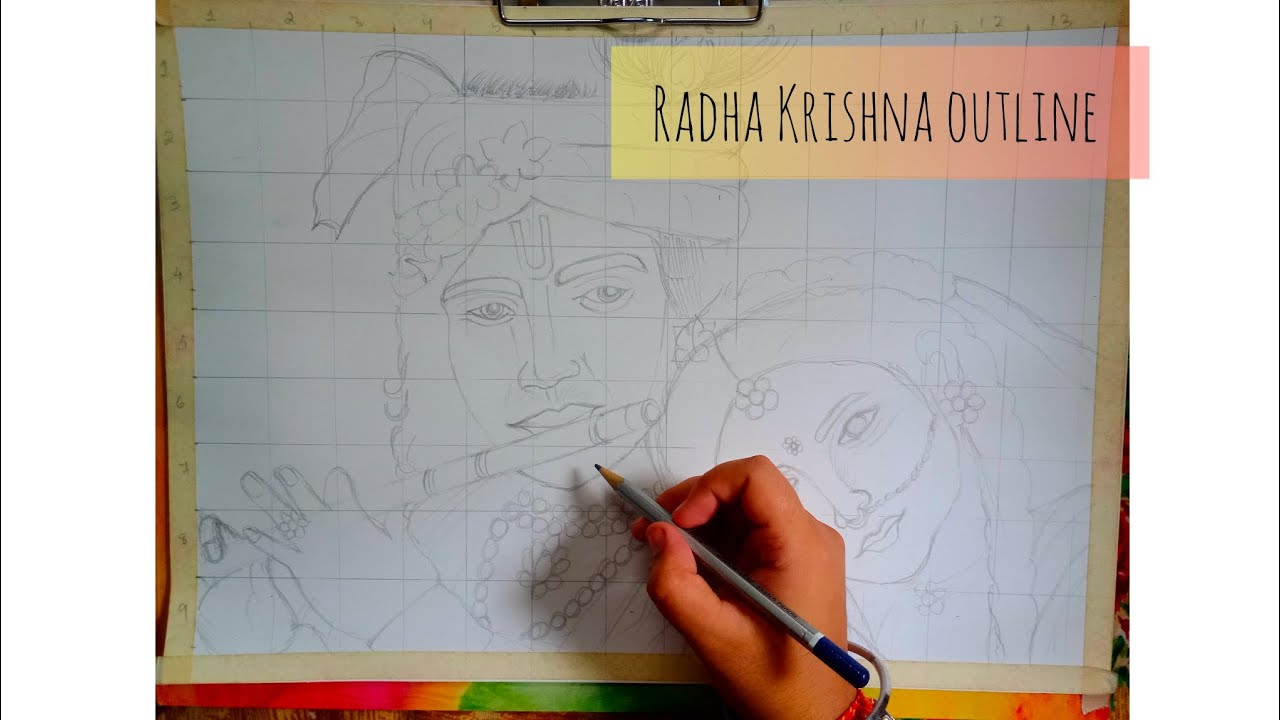 Radha Krishna || Outline drawing || Step by step || Part 1|| JP ARTS By ...