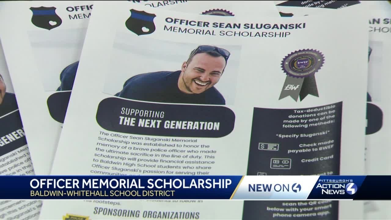 Memorial scholarship for slain officer Sean Sluganski - YouTube