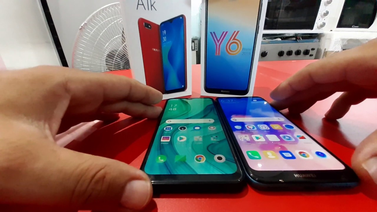 مقارنة بين هاتفي y6 prime 2019 vs oppo A1k - YouTube