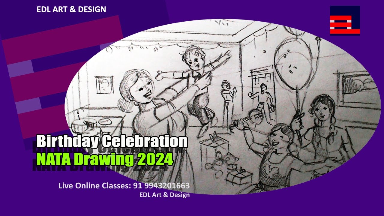Birthday Celebration | Memory Drawing for NATA Examination - YouTube