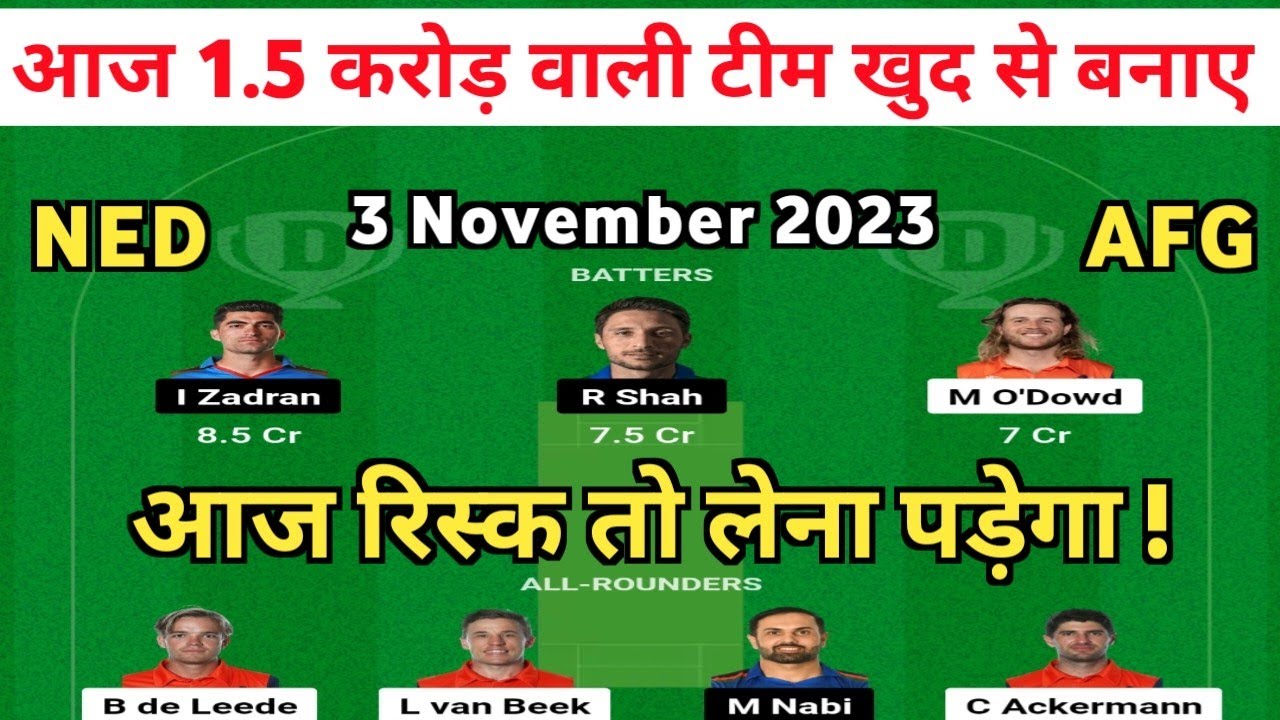 GL Team| NED vs AFG Match Analysis | NED vs AFG Dream11 team | Today ...