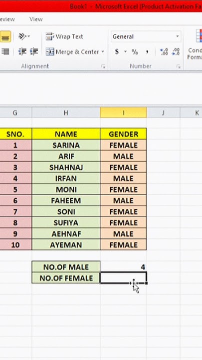 Countif Formula in Ms Excel | Excel me Countif ka Formula #shortsfeed # ...
