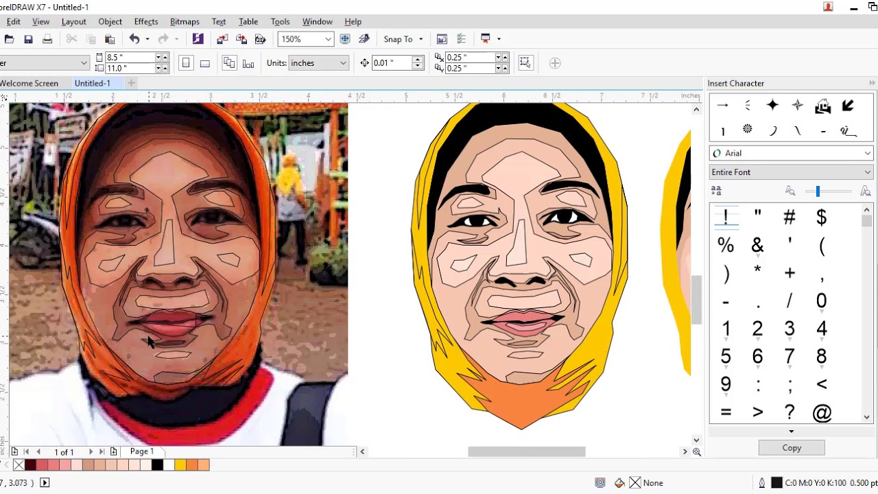 Simple Vectorize Tracing Face by CorelDRAW X7 - YouTube