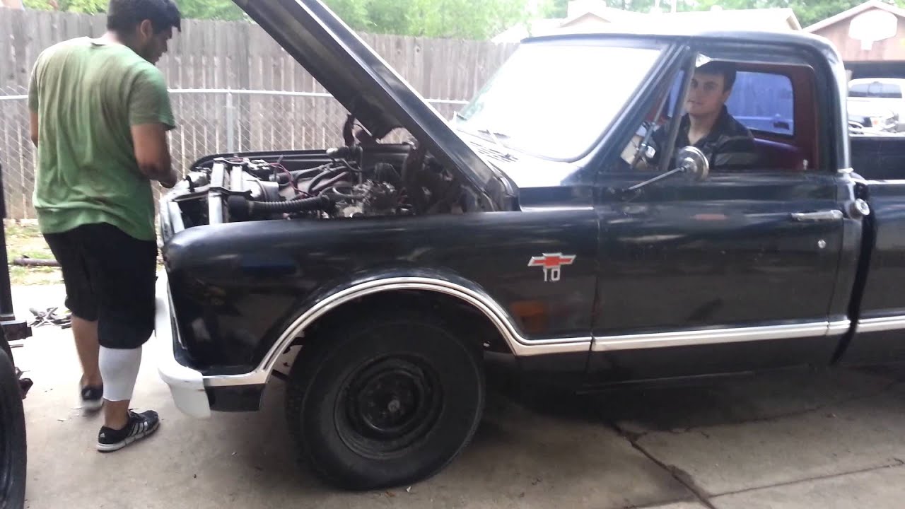 1967 Chevy C10 with long tube headers - YouTube