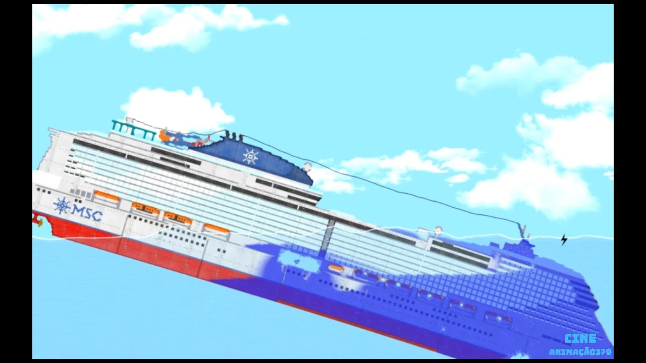 Ship M.S.C. Meraviglia sinking in Floating Sandbox simulator - YouTube