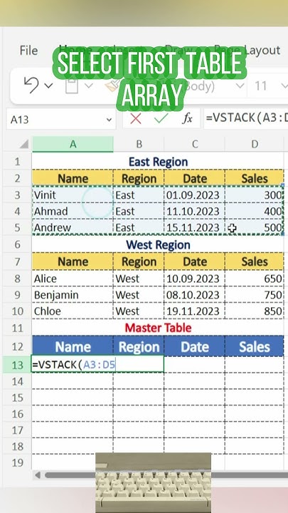 Use VSTACK Function for merging Tables: #excel #exceltips #exceltutorial #exceltricks - YouTube