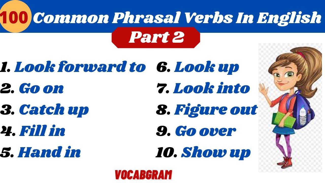 100 common Phrasal Verbs In English For Beginners | Common Phrasal ...