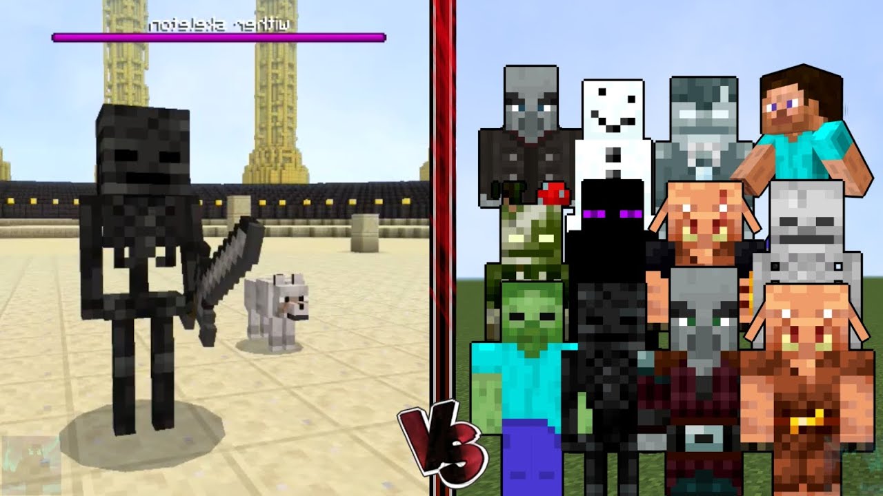 Wither Skeleton + Wolf vs ALL MOBS - YouTube