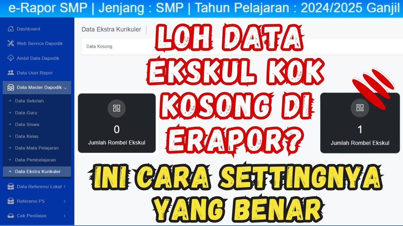CARA ISI DATA EKSKUL AGAR MUNCUL DI ERAPOR SMP M.04 TERBARU 2024/2025 ...