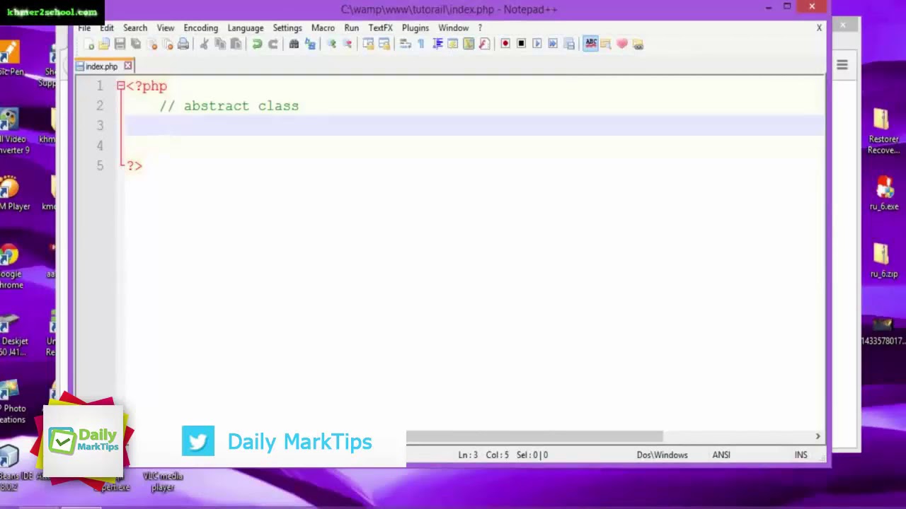 Php Lession 48 49 Php Class And Abstract Class Tutorial Speak Khmer Daily Marktips Youtube