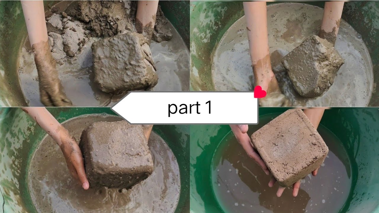 Yummy blocks of sand cement🔥 crumbling in water (part 1)🤤 - YouTube