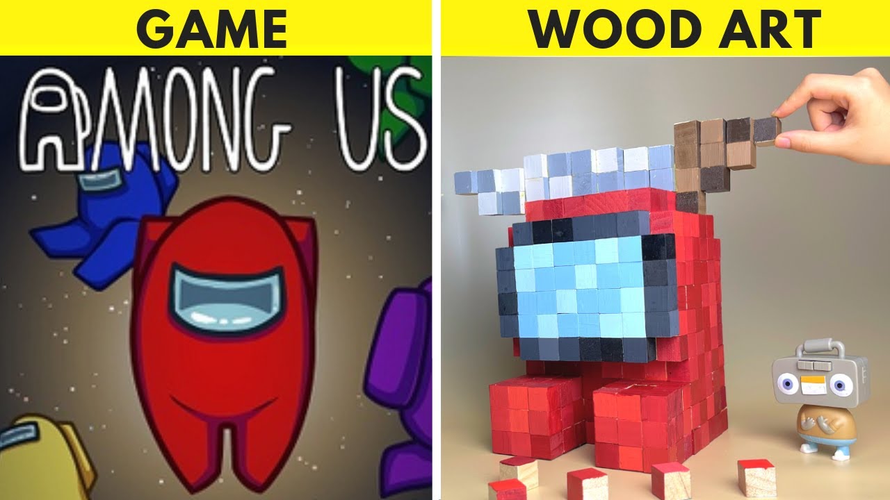 Making Minecraft Among Us from wood cubes / How to make / DIY ASMR ...
