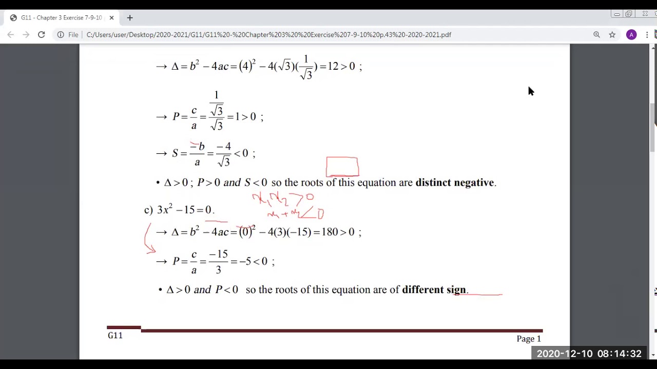 G11 - Chapter 3 : Exercises 7-9-10 page 43 - YouTube