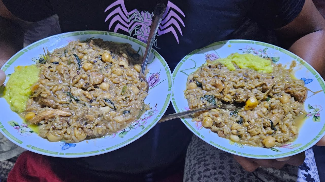 Proper traditional style cook up rice with the grated mango chutney ...