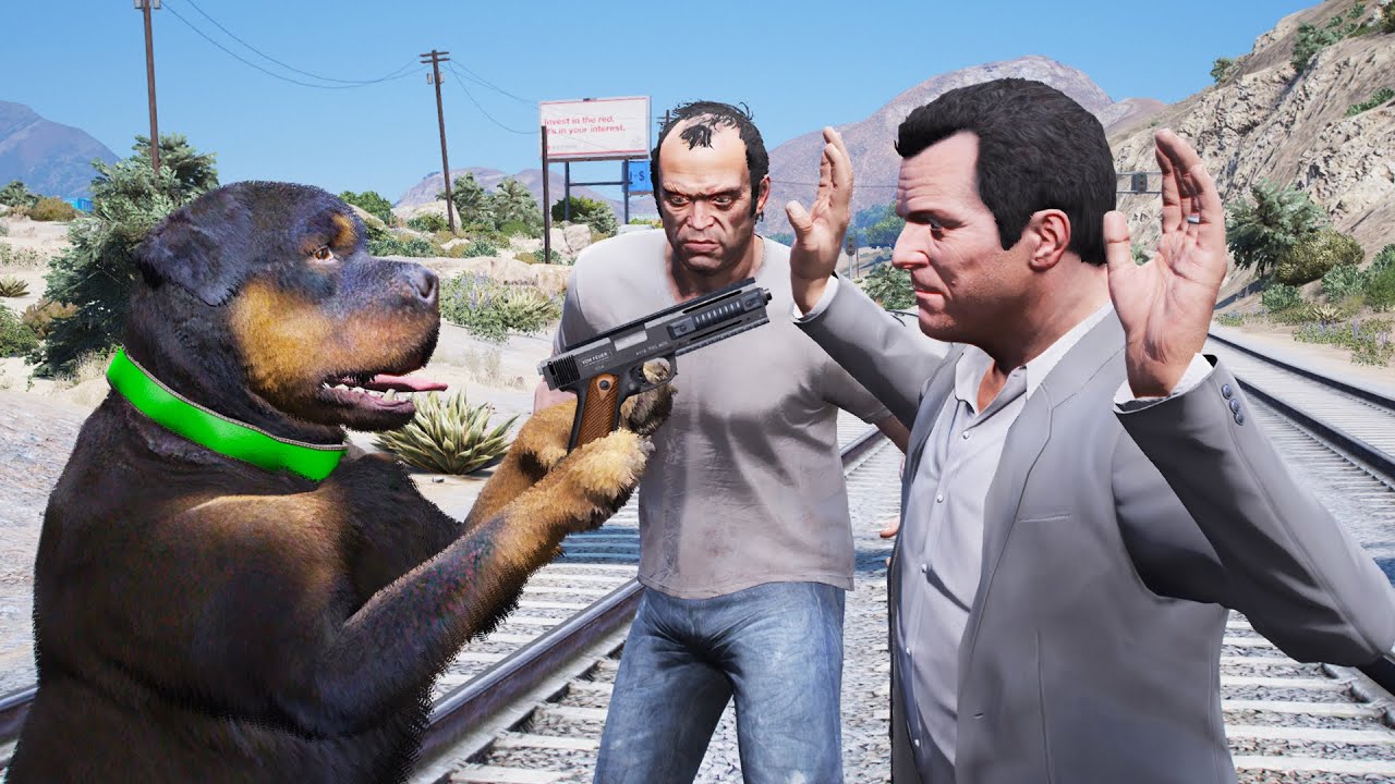 Trevor SAVING MICHAEL From Chop in GTA 5 - YouTube